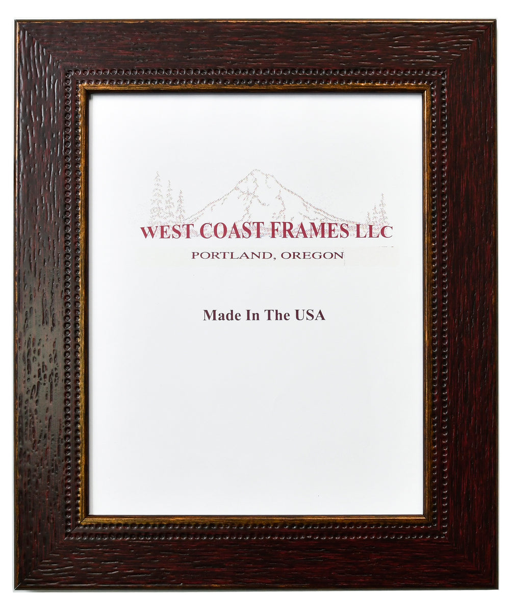 59849 - Rustic 2" Walnut and Black picture frame with embossed bead ...